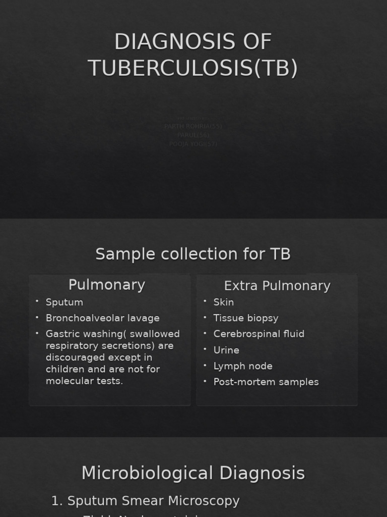 Diagnosis of Tuberculosis (TB) 1 | PDF | Tuberculosis | Medical Specialties