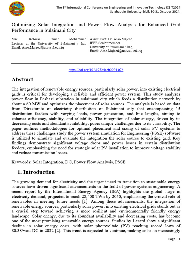 76 - Optimizing Solar Integration and Power Flow Analysis For Enhanced Grid Performance in ...