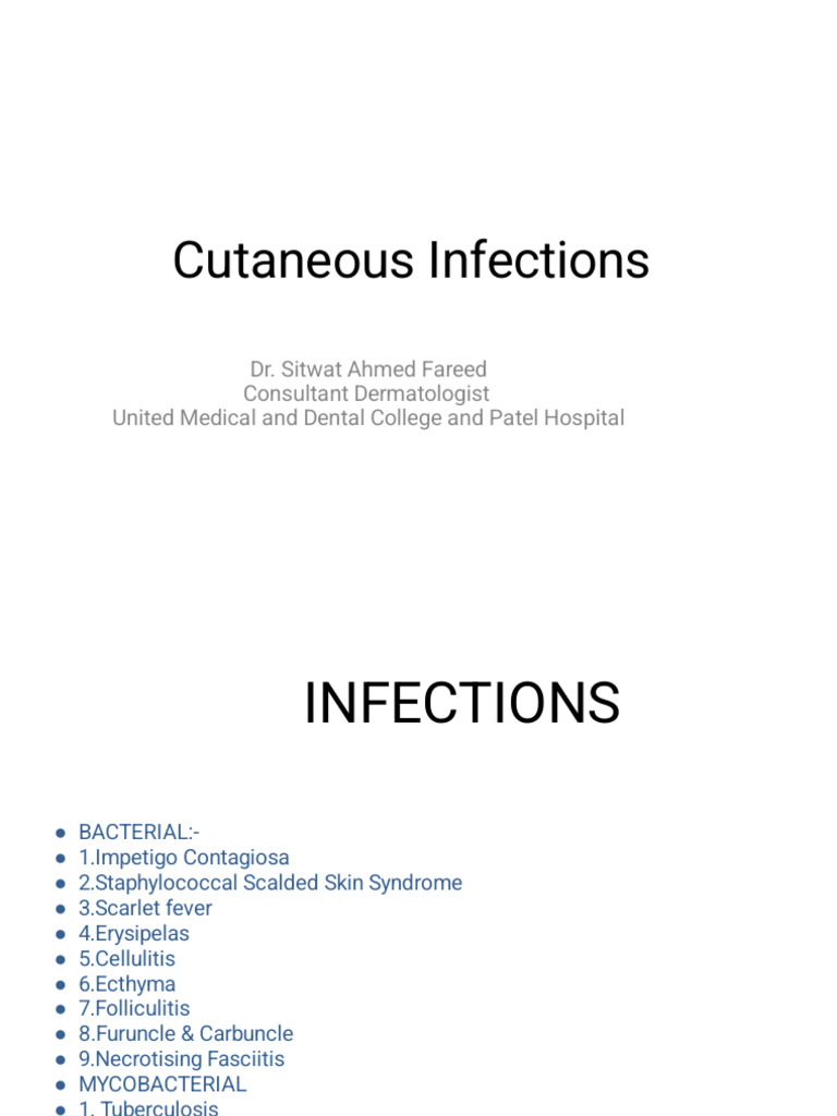 Overview of Cutaneous Infections | PDF | Leprosy | Streptococcus