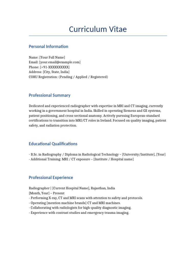 European_Level_CT_MRI_Radiographer_CV | PDF
