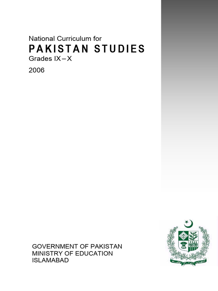Curriculum Of Pakistan Studies Ix X Along With Slos Pdf Educational