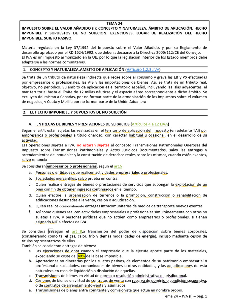 Tema 24 | PDF | Impuestos | Bienes (Ley)
