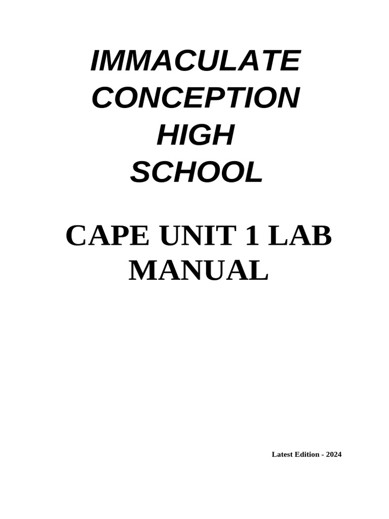Chemistry Cape Unit 1 Lab Manual | PDF | Titration | Chemistry