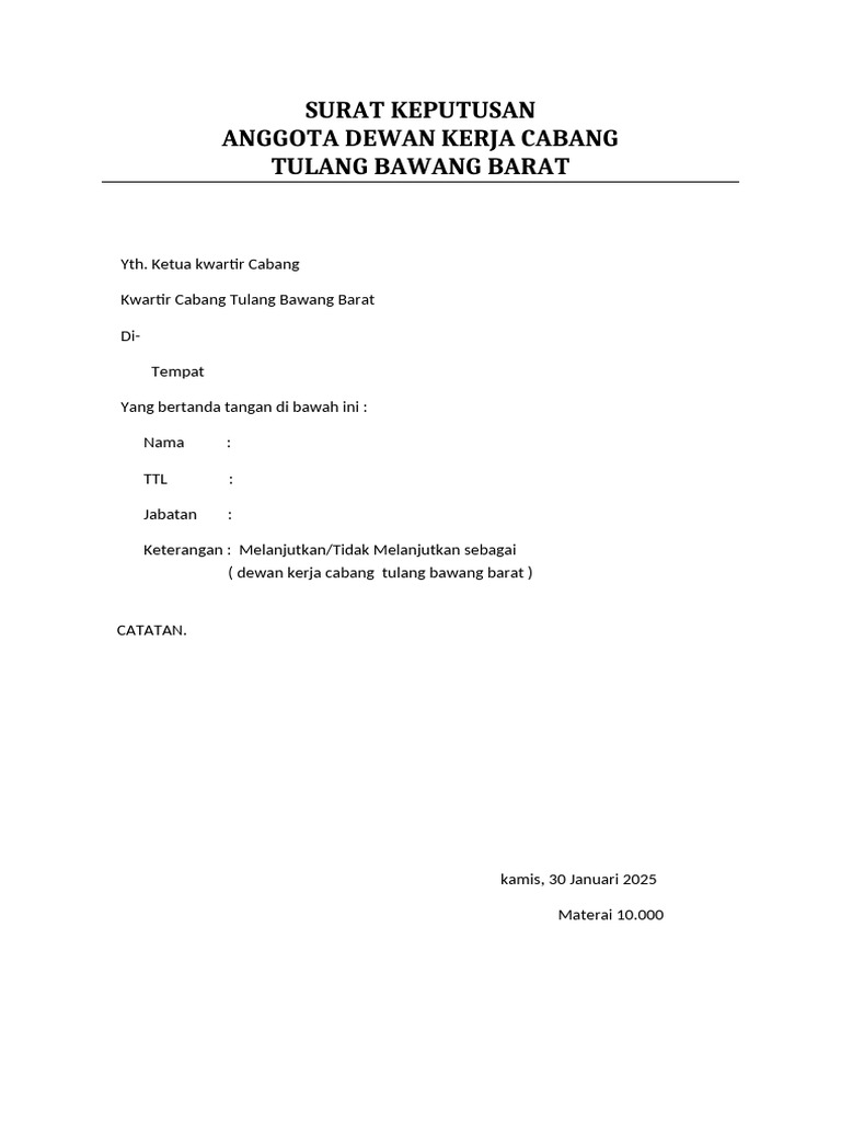 Surat Keputusan Pengunduran Diri DKC | PDF