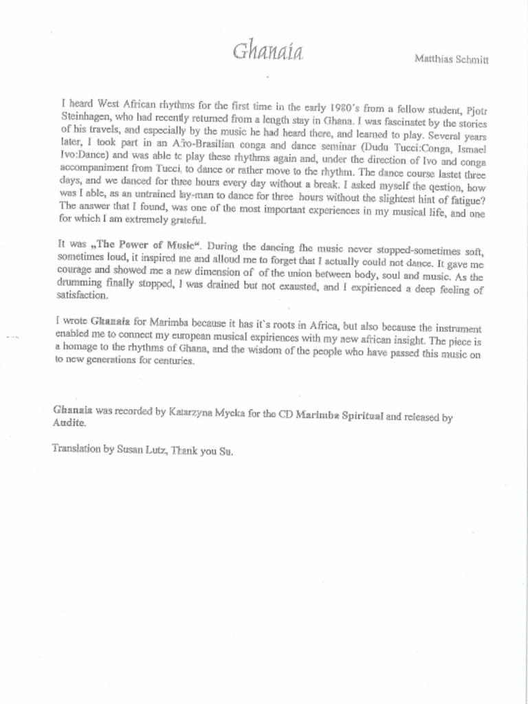 Marimba - Ghanaia, Mathias Schmitt | PDF
