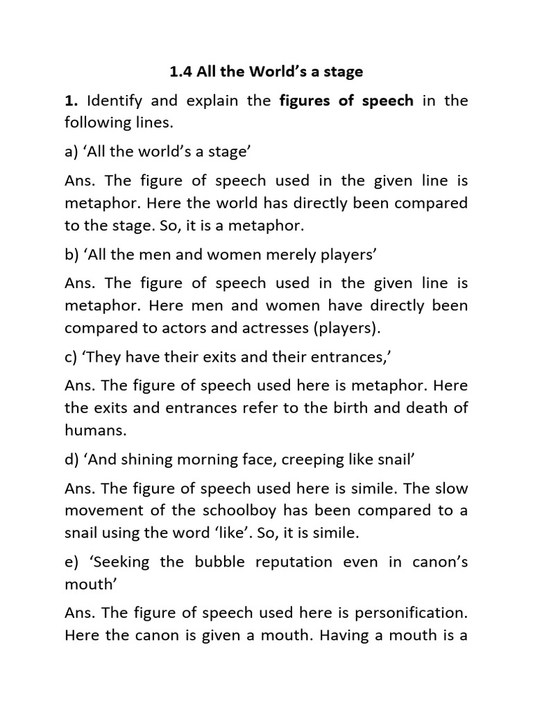 Analyzing "All the World's a Stage" | PDF | Poetry | Metaphor