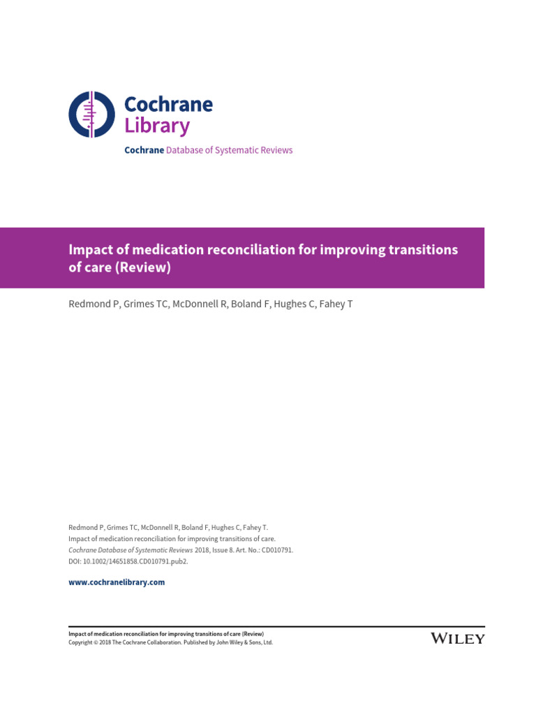 Impact of Medication Reconciliation for Improving Transitions of Care ...