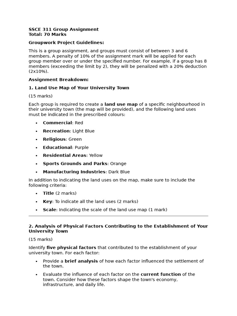 SSCE 311 Group Assignment Guidelines | PDF | Trail | Sustainability