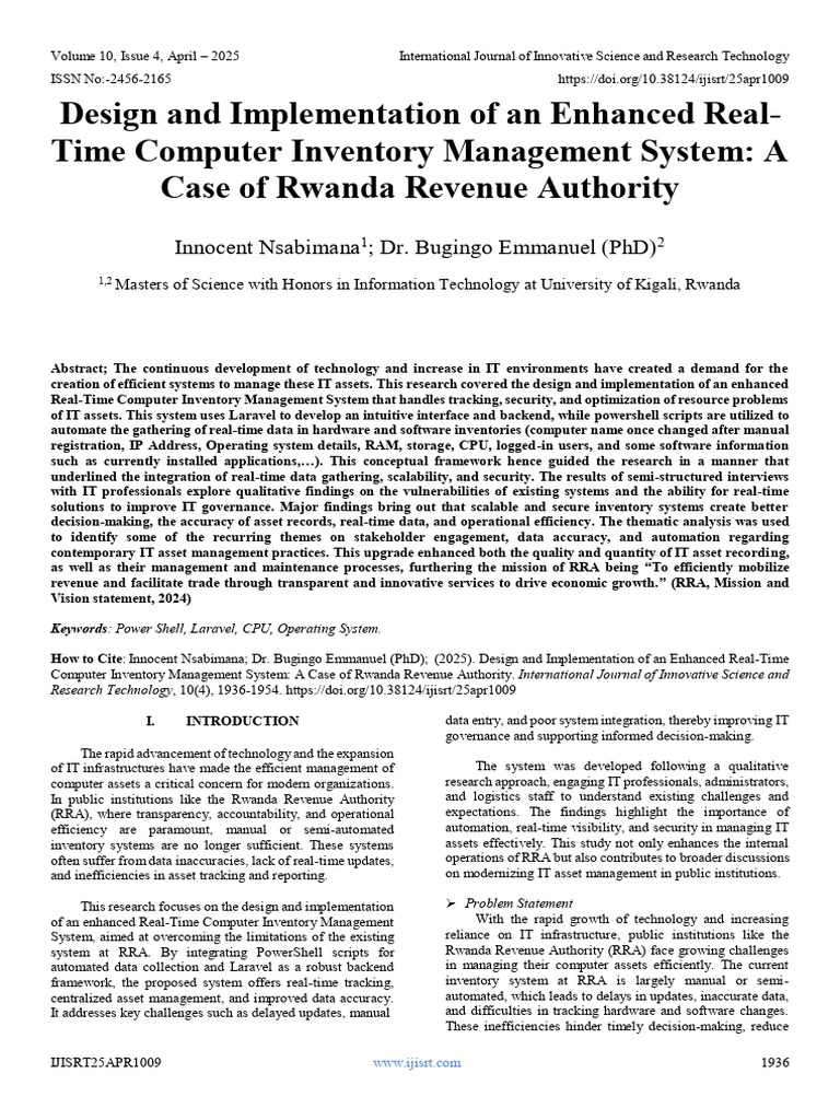 Design and Implementation of An Enhanced Real - Time Computer Inventory ...