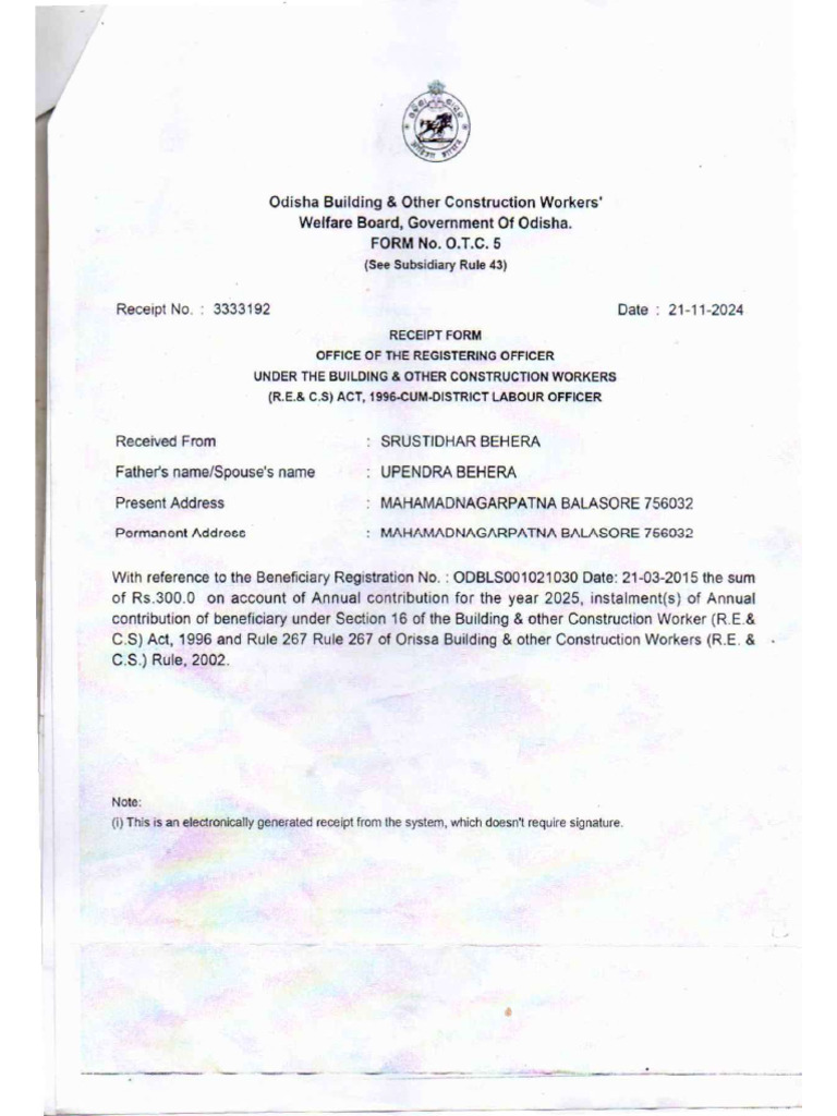 Renewal Receipt | PDF