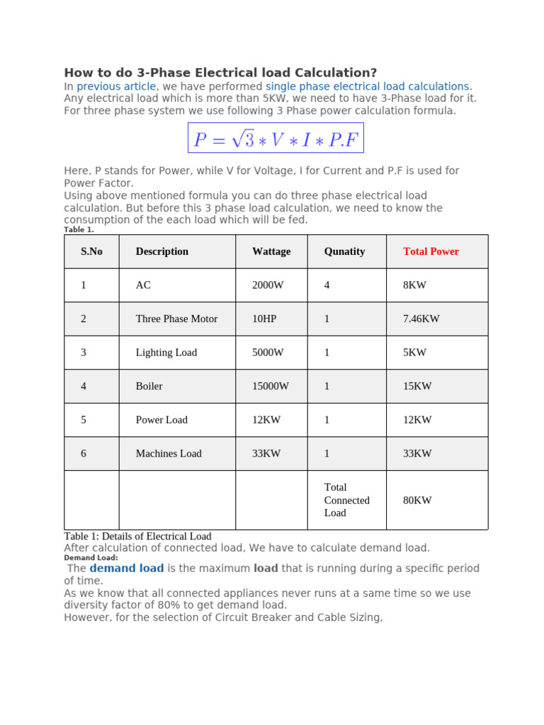 How To Do 3-Phase Electrical Load Calculation | PDF | Home Appliance ...