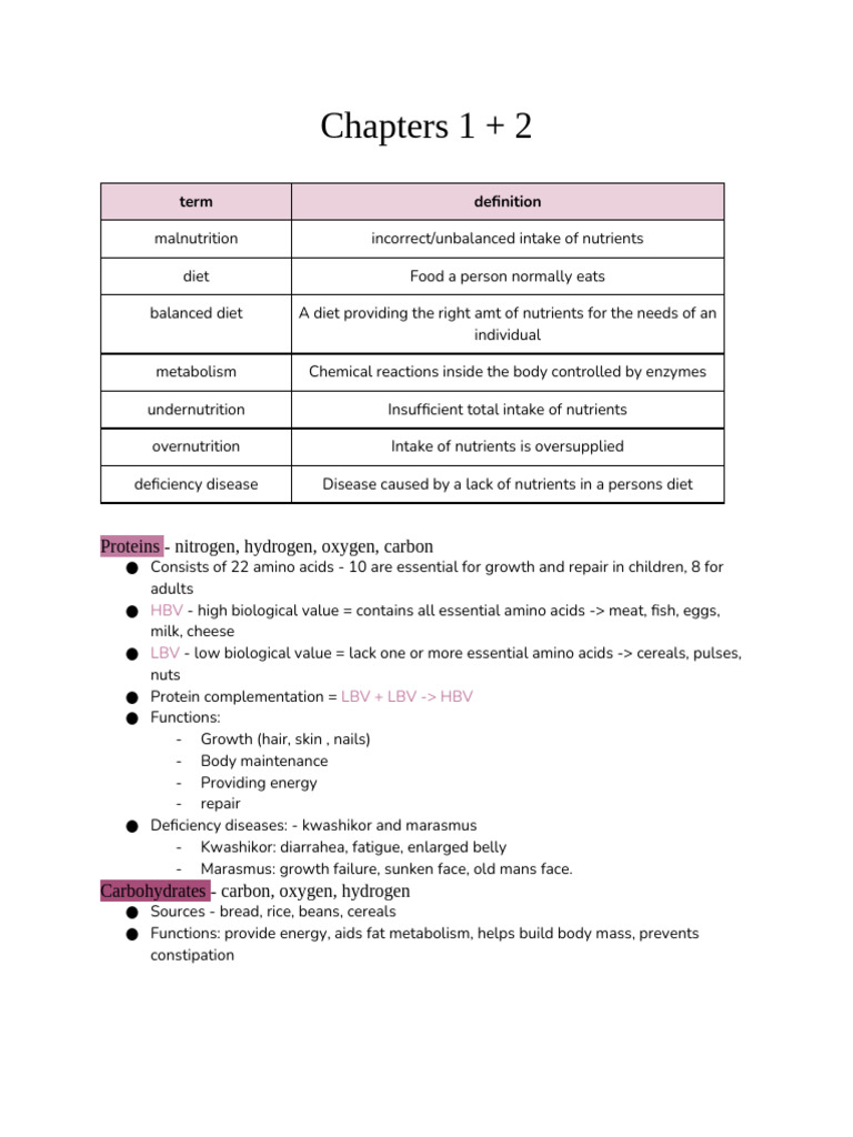 Chapter 1 + 2 - Terms + Nutritive Value of Foods | PDF | Fat ...