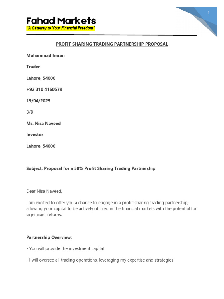 Investment Offer Letter-Part 1 | PDF | Partnership | Investing