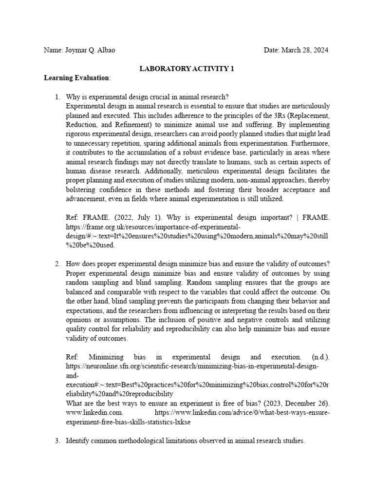 Laboratory Activity 1 - Learning Evaluation | PDF | Design Of ...