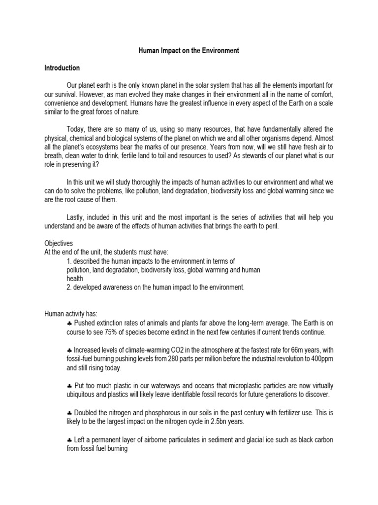 Human-Impact-on-the-Environment-gee116-PDF | PDF | Greenhouse Gas ...