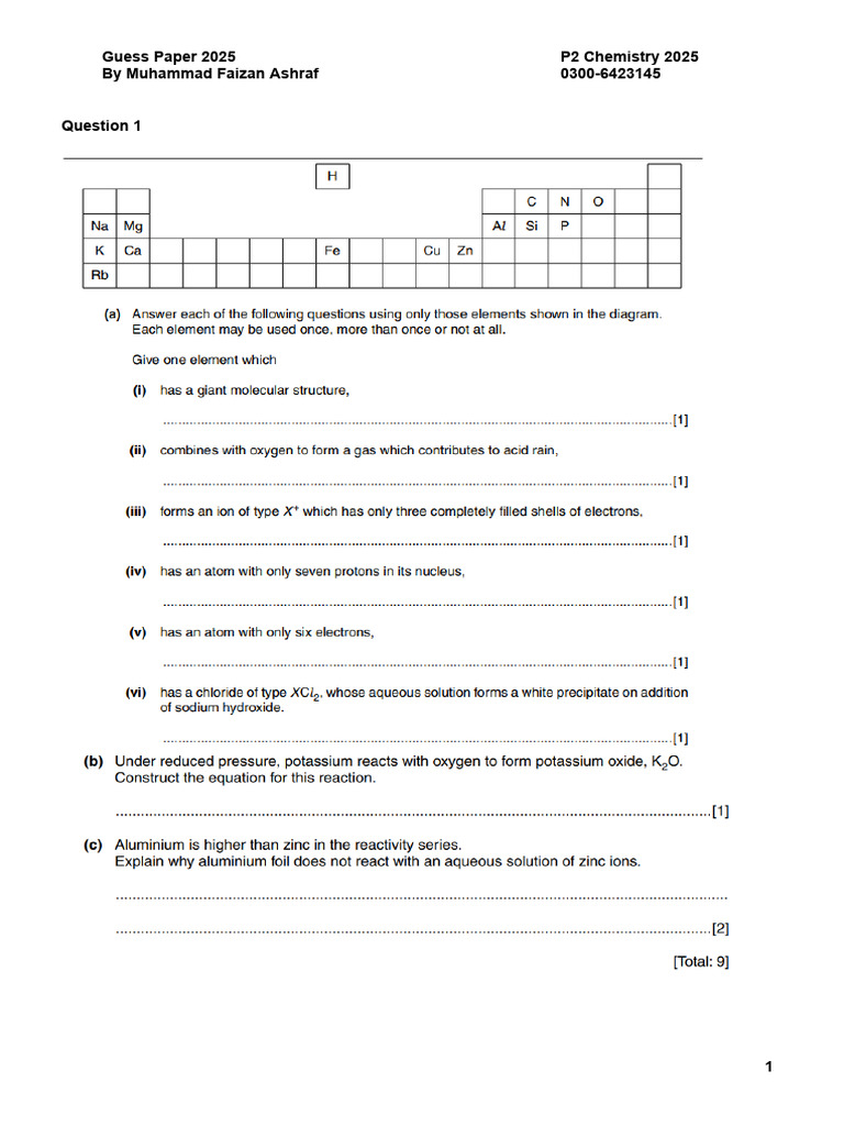 2025 Chemistry P2 Guess Paper | PDF | Redox | Anode