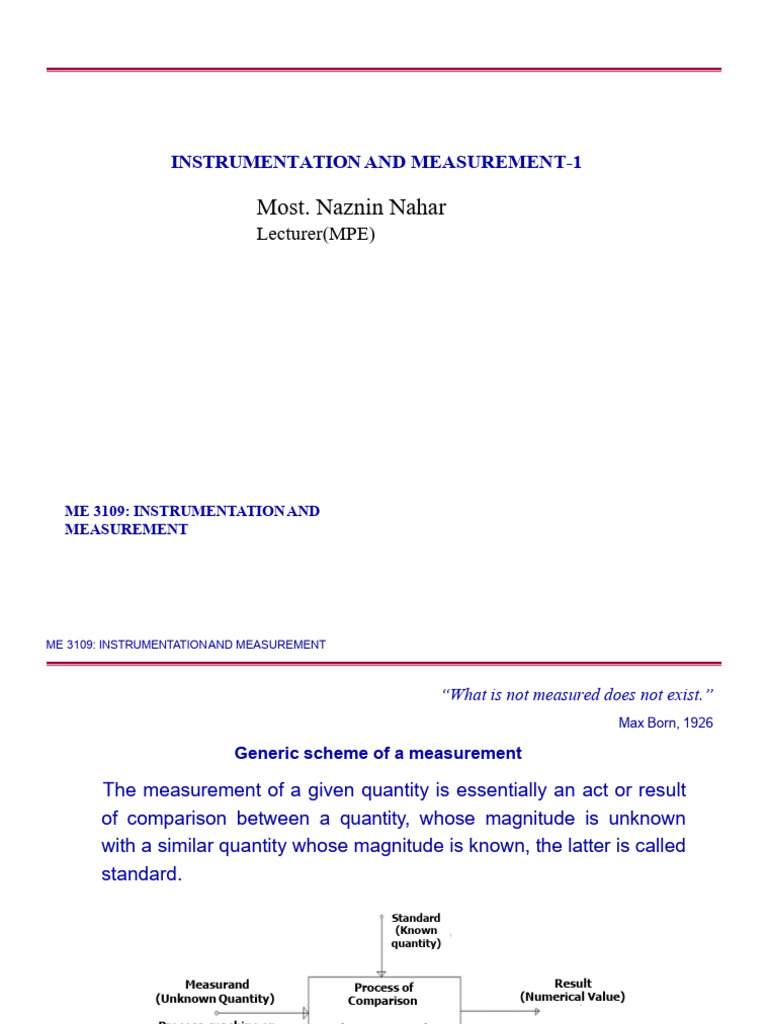 Lecture Slides On Introduction To Measurement | PDF | Sensor | Hysteresis