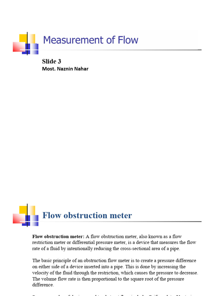 Lecture Slides On Flow Measuring Devices | PDF | Flow Measurement ...