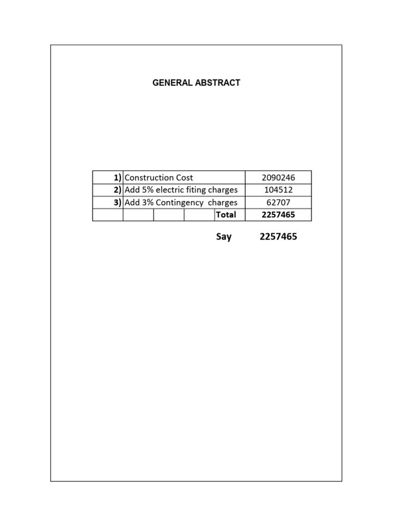 1) 2) 3) Total 2257465: Construction Cost Add 5% Electric Fiting ...