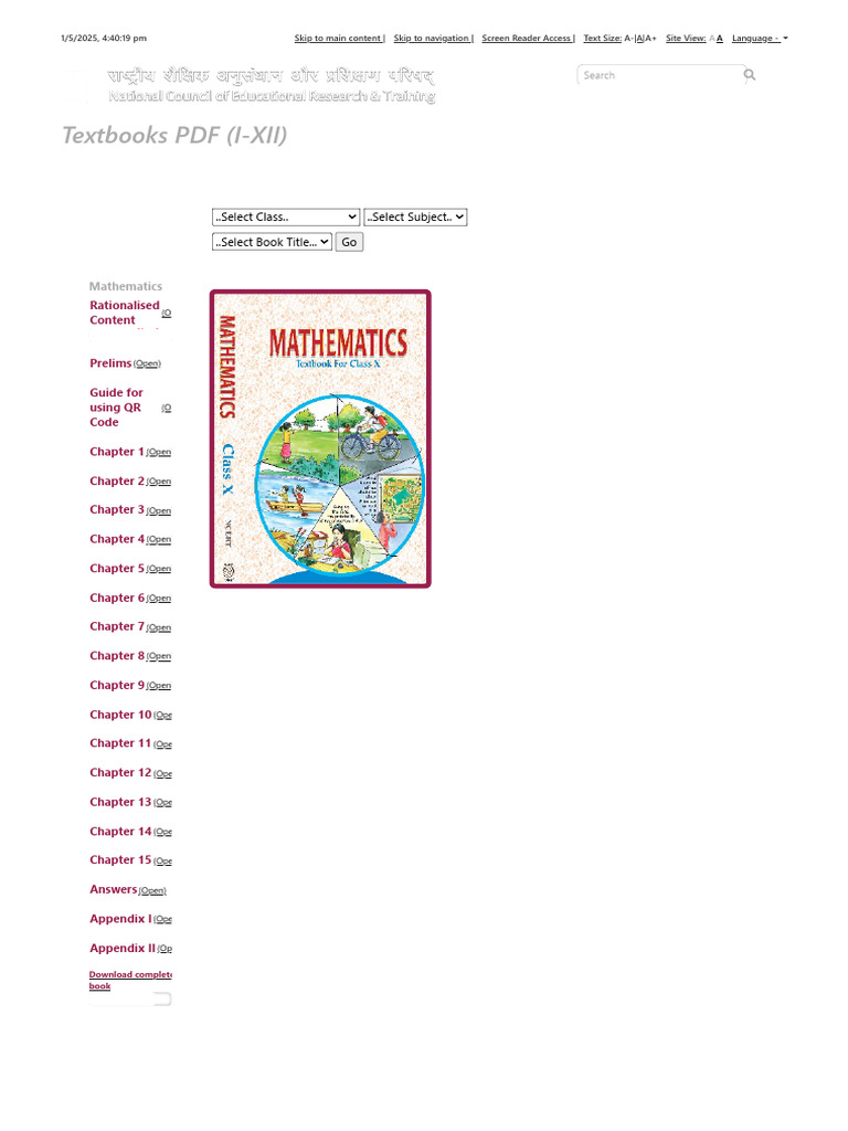 NCERT Rationalised Mathematics Guide | PDF