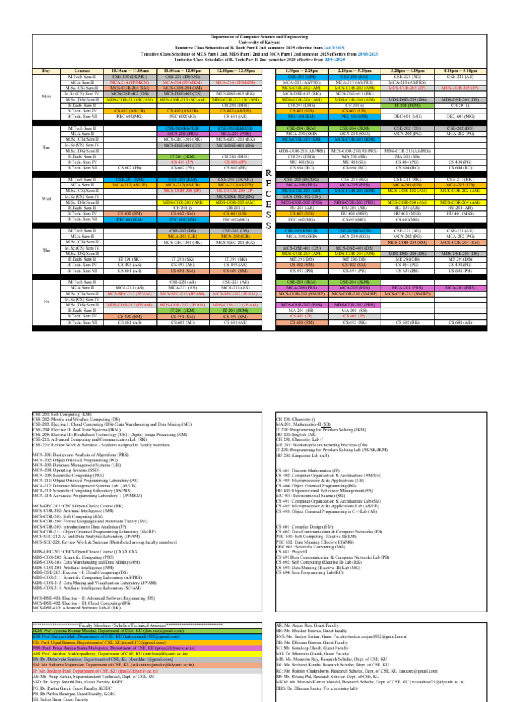 Dept of CSE Even Sem Routine 2024-2025-3 | PDF | Computer Programming | Computing