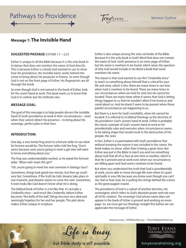 5 Esther Pathways of Providence Sermon Outlines | PDF | Luck