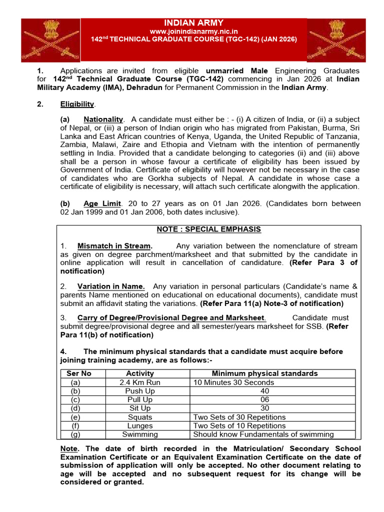 TGC-142 Notification Jan 2026 | PDF | Computer Science | Engineering