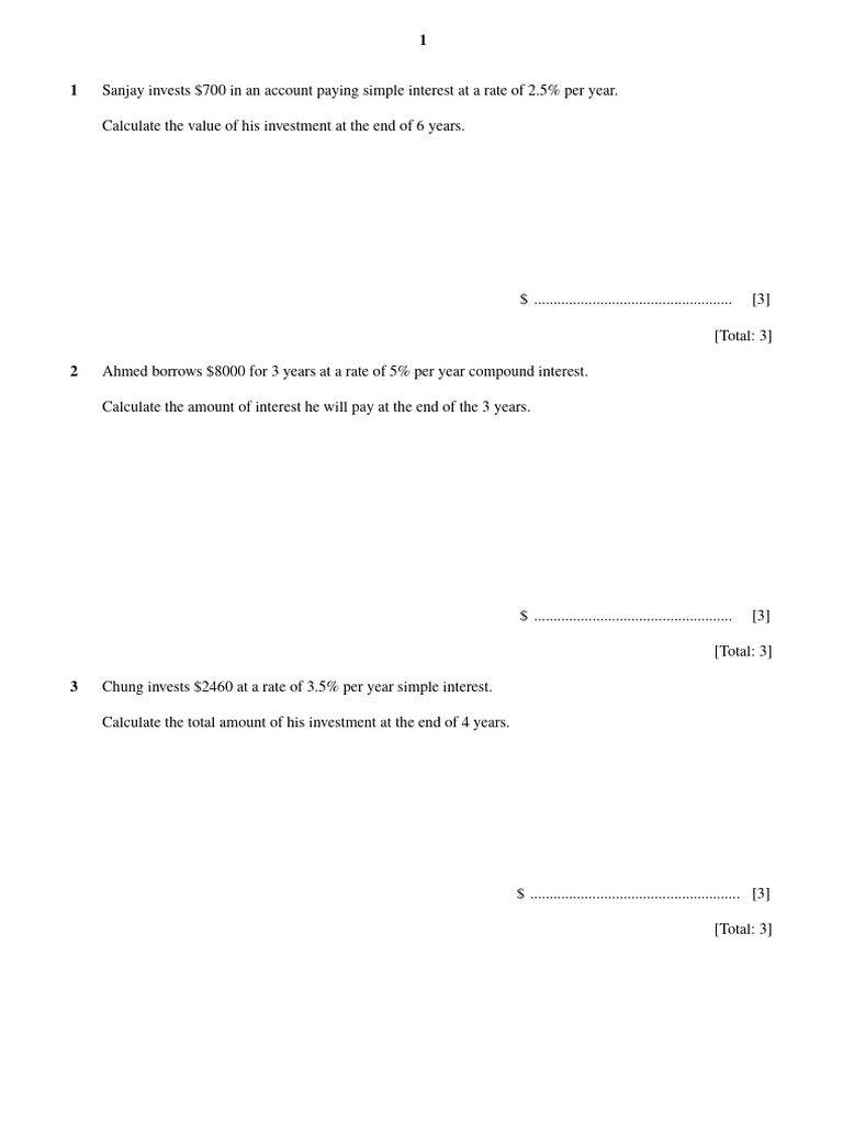 Compound Interest and Exponential Growth - Exam-Style Questions | PDF ...