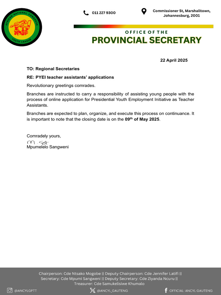 PYEI Teacher Assistants Applications | PDF