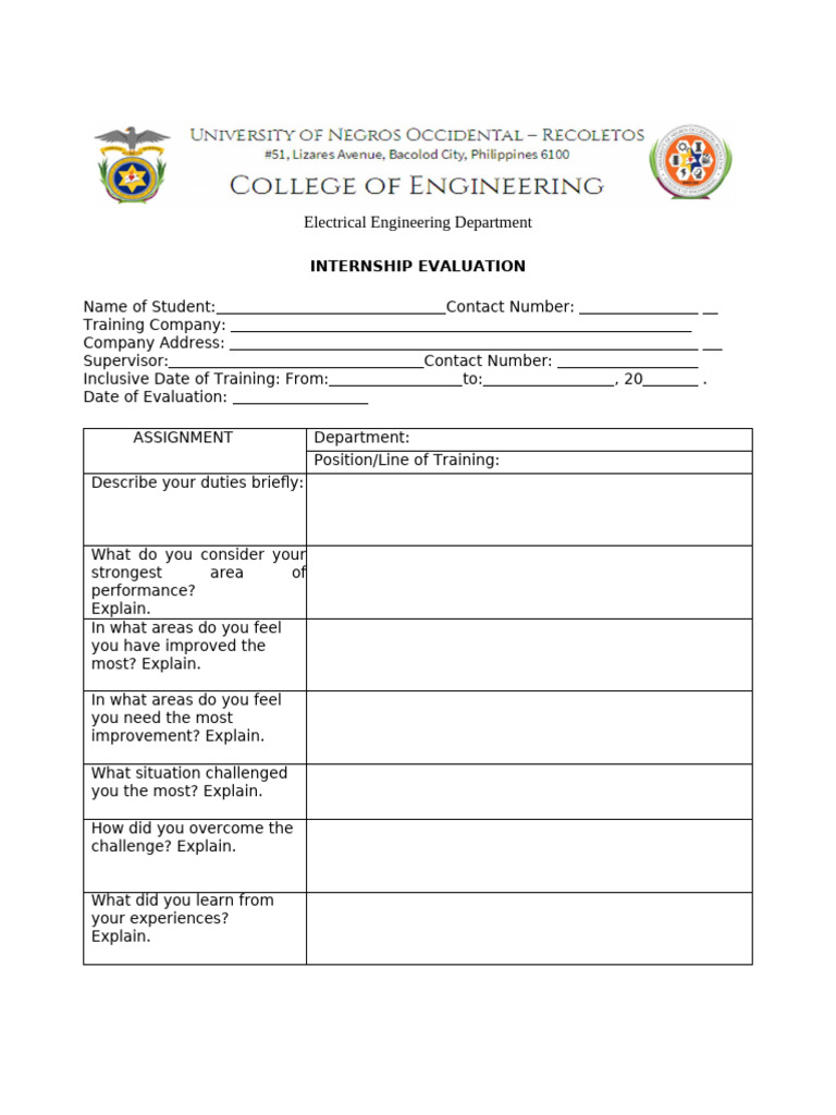 Internship Evaluation | PDF