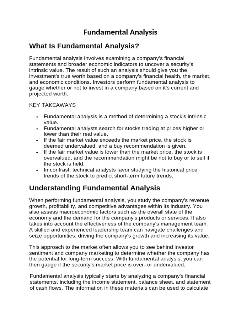Fundamental Analysis | PDF | Technical Analysis | Valuation (Finance)
