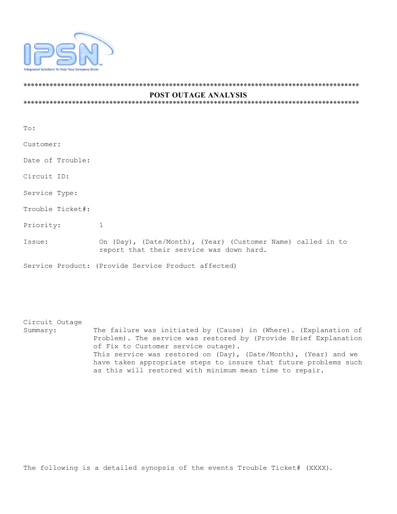 Post Outage Analysis Report | PDF