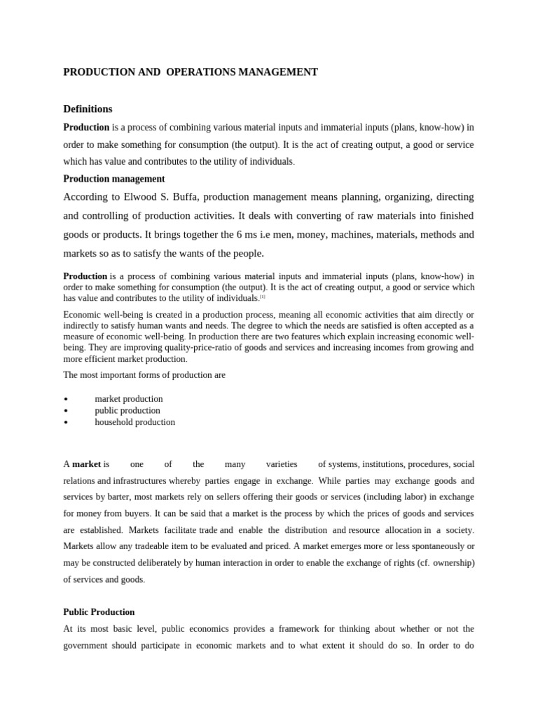 Production and Operations Management Notes B | PDF | Quality Assurance ...