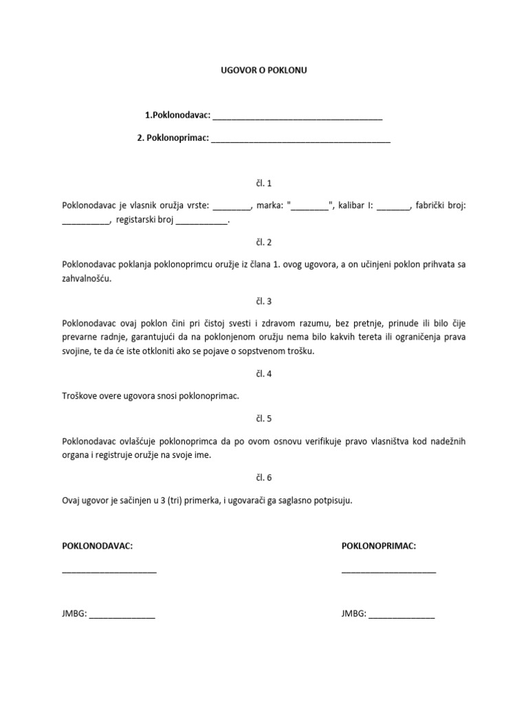 Ugovor o Poklonu | PDF