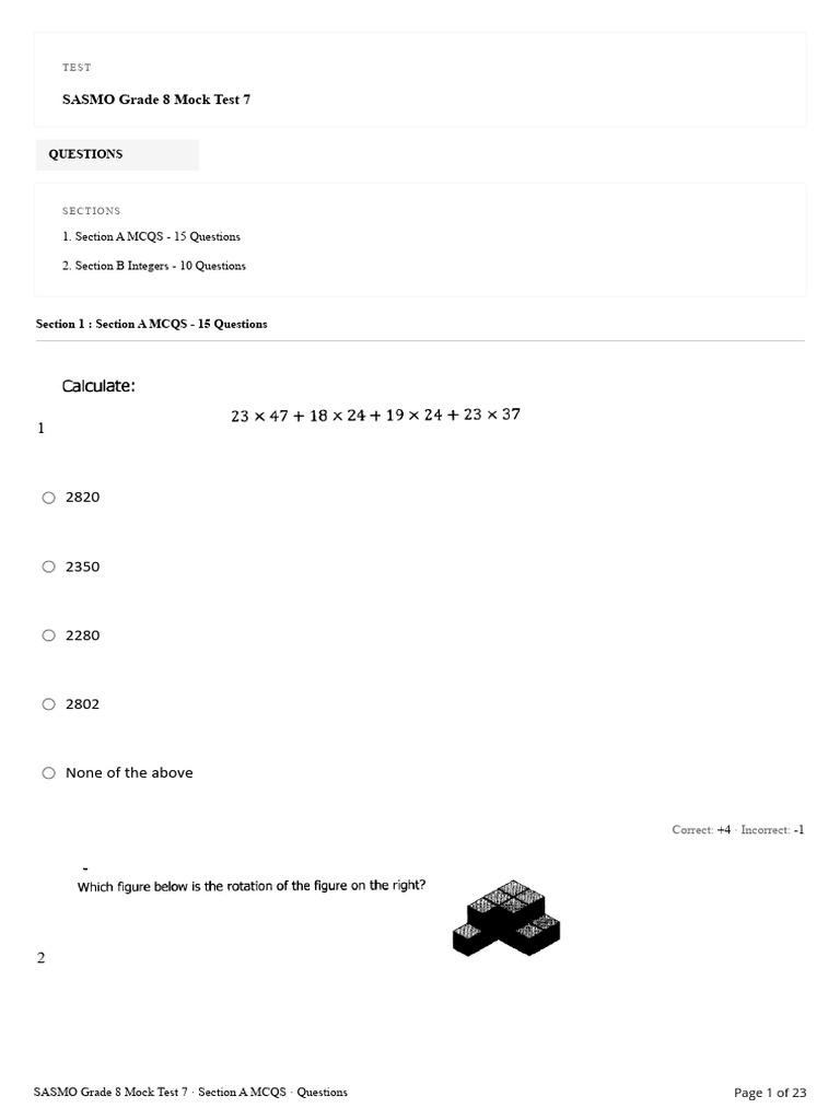 SASMO 21 Grade 8 Paper | PDF | Multiple Choice | Qualifications