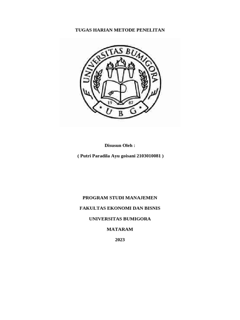 Tugas Harian Metode Penelitan 1 | PDF | Probability Theory | Scientific Method