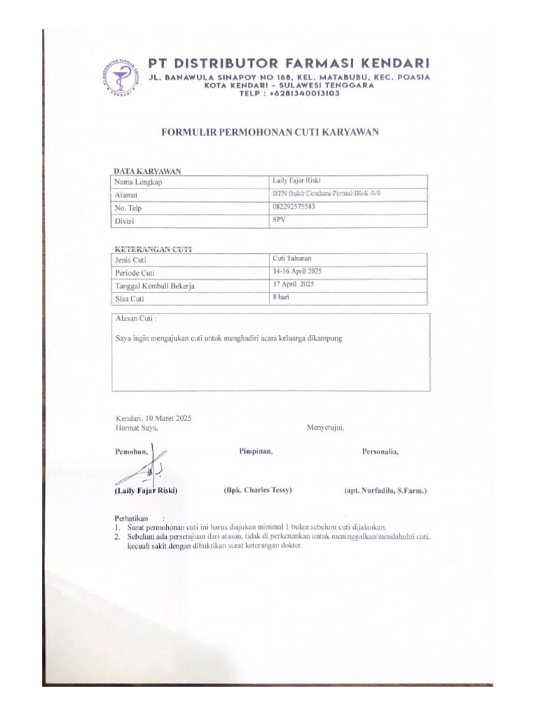 Pengajuan Cuti Iky | PDF