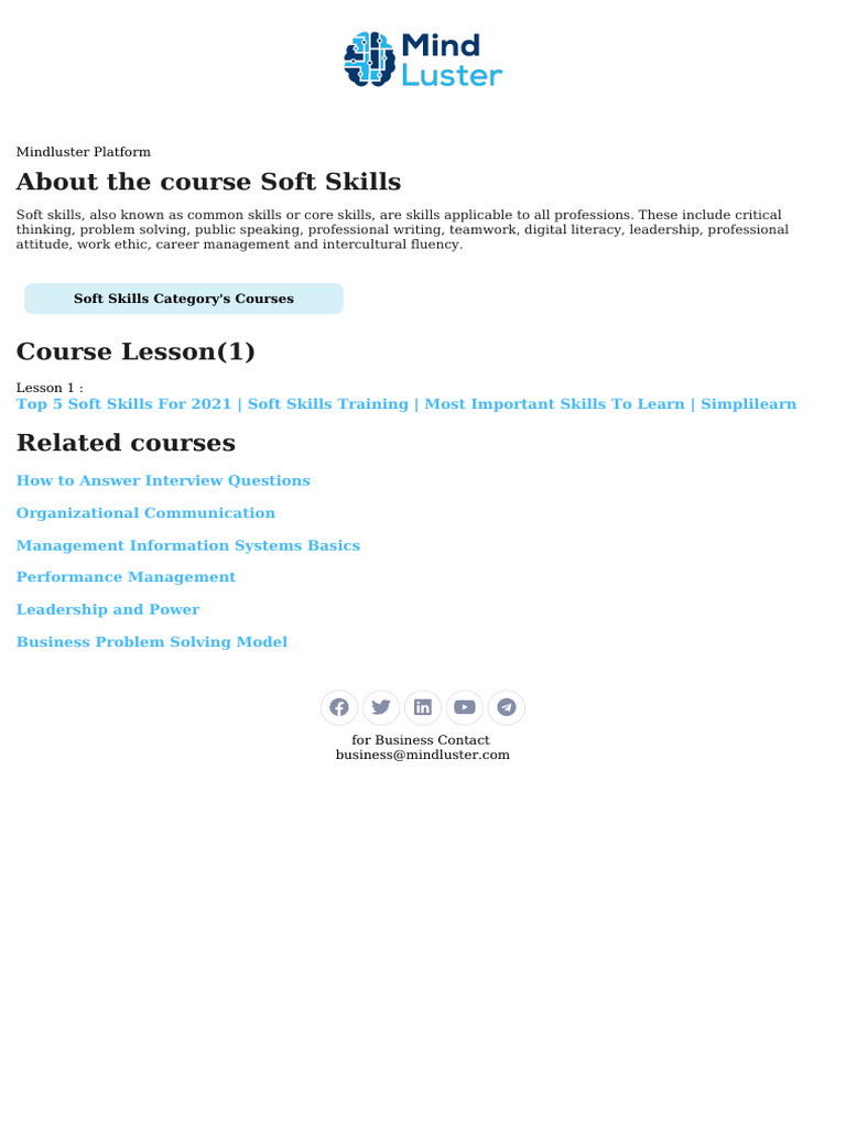 Soft Skills Course Overview and Content | PDF