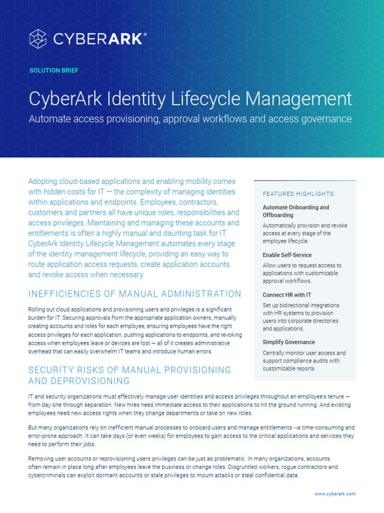 Cyberark Identity Lifecycle Management | PDF | Cloud Computing | Business