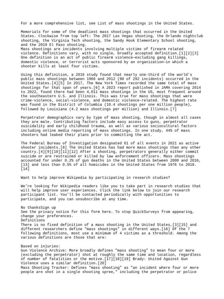 Mass Shootings in The United States | PDF | Gun Violence | Mental Disorder
