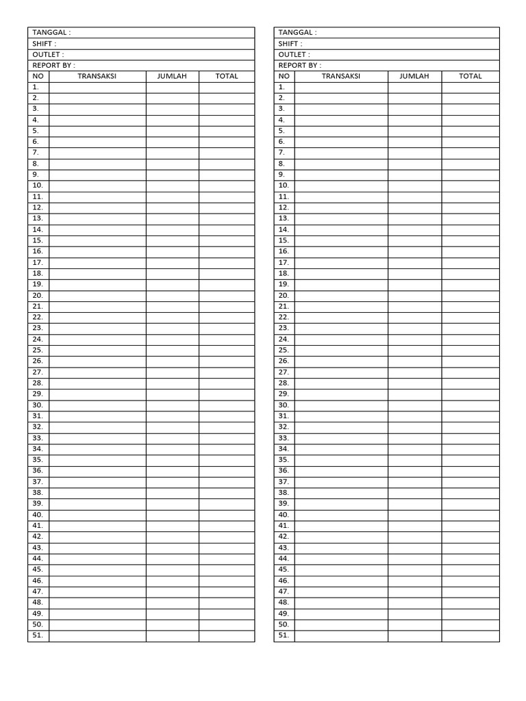 Form Laporan Transaksi | PDF