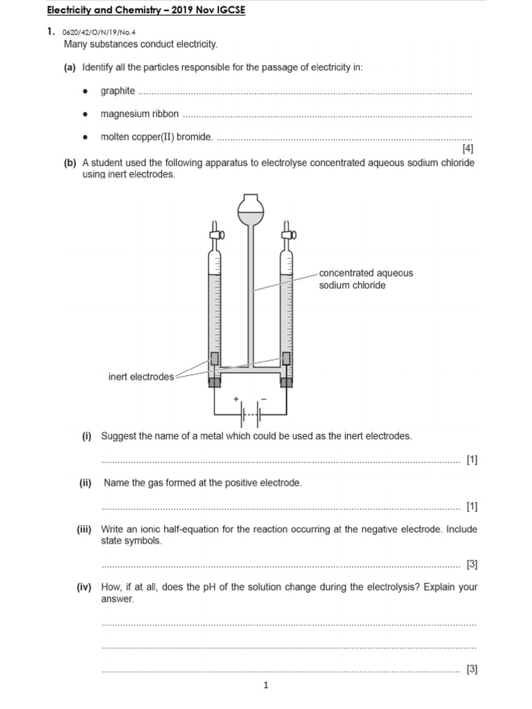 2019N Electricity and Chemistry IGCSE Stru | PDF