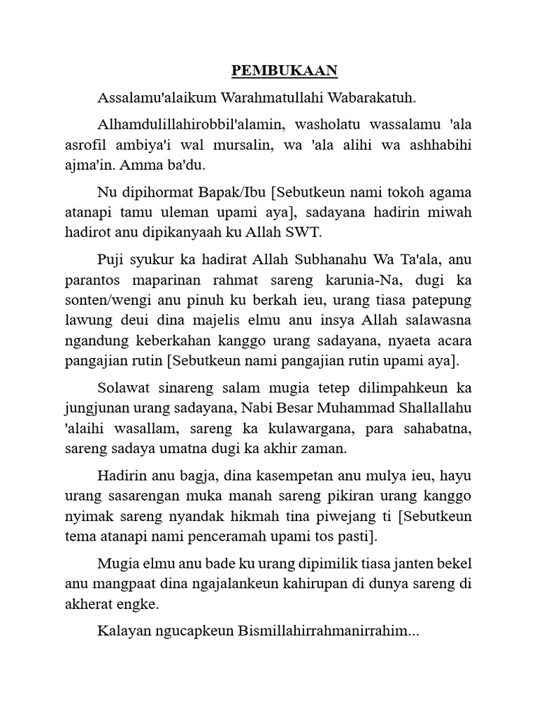 Teks Pembukaan Buat Pengajian Maljum | PDF