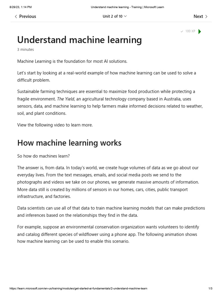 02 Understand Machine Learning - Training - Microsoft Learn | PDF | Machine Learning | Microsoft ...