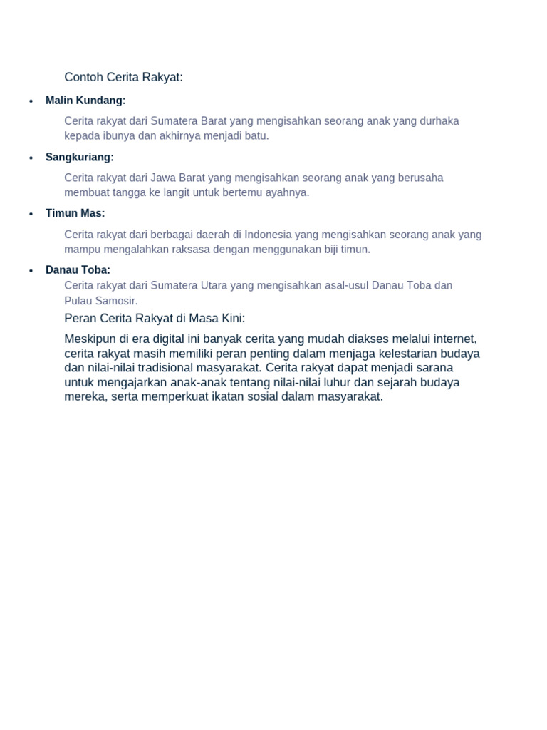 Contoh Cerita Rakyat | PDF