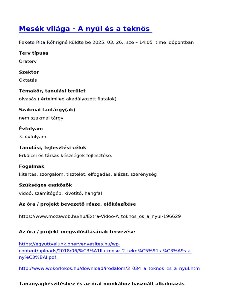 Mesek Vilaga A Nyul Es A Teknos | PDF