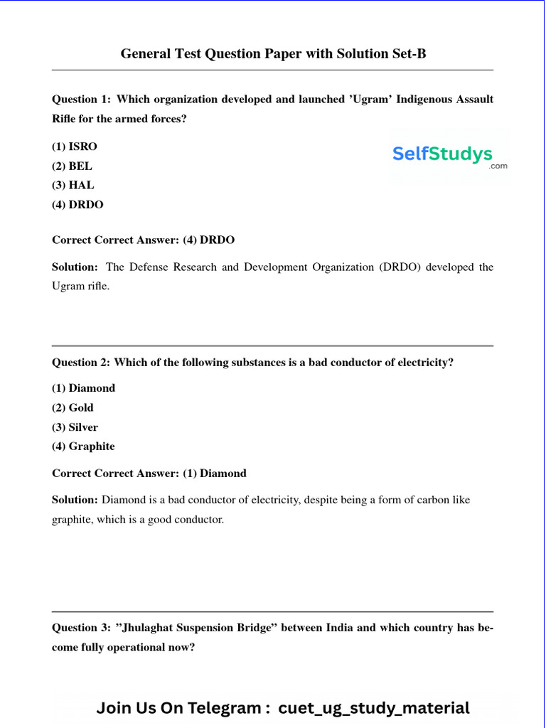 CUET 2024 GAT Question Paper Solutions | PDF | Area | Vishnu
