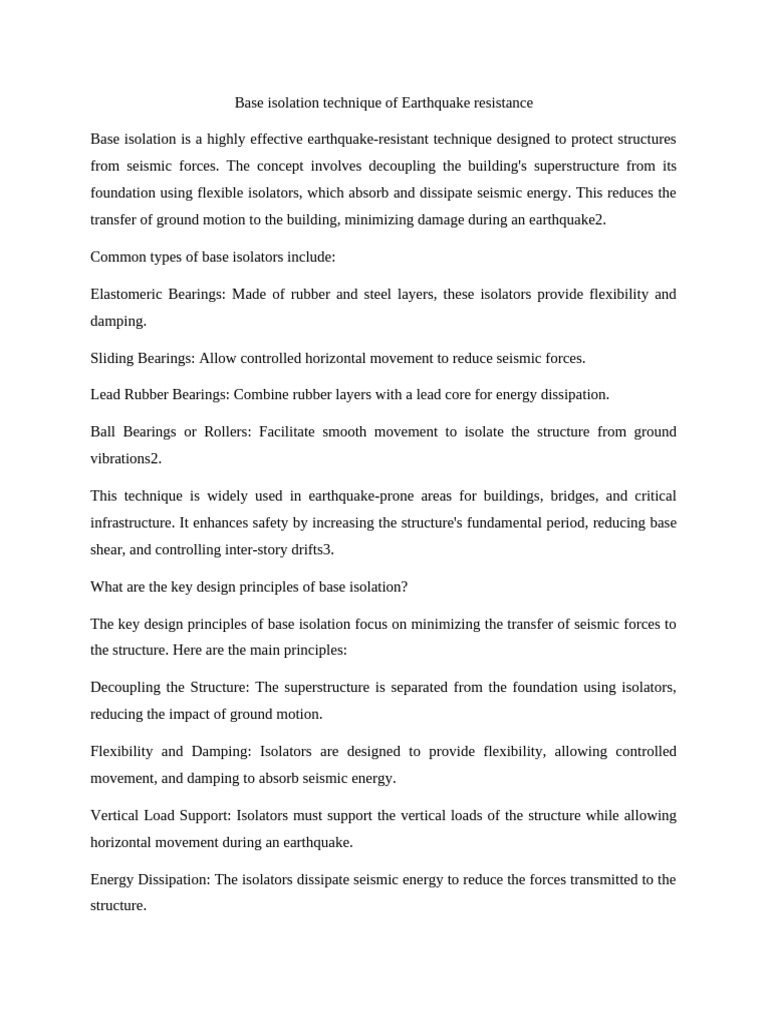 Base isolation technique of Earthquake resistance | PDF | Earthquake ...