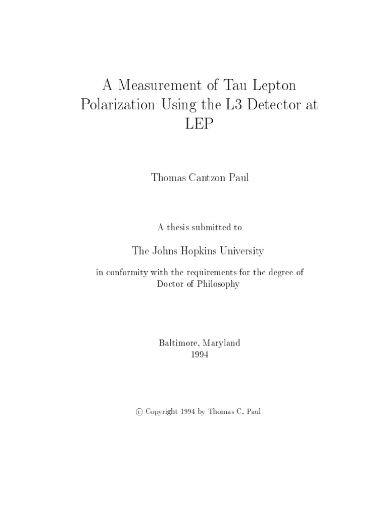Tau Lepton Polarization Measurement in L3 | PDF | Standard Model ...
