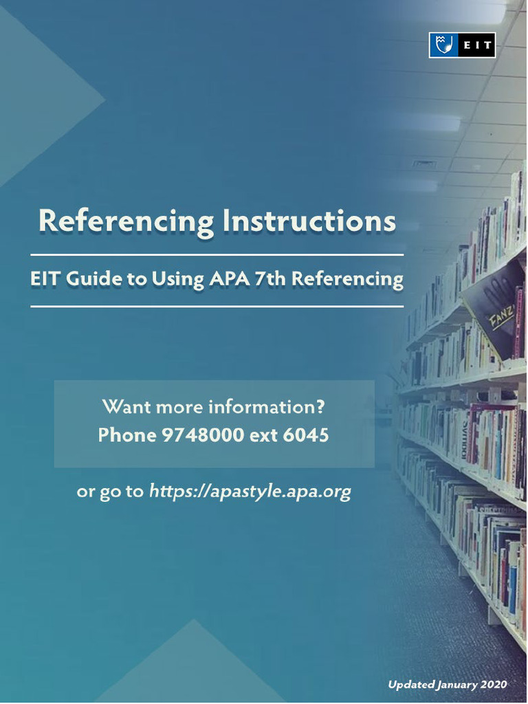 APA Referencing Instructions | PDF | Apa Style | Digital Object Identifier